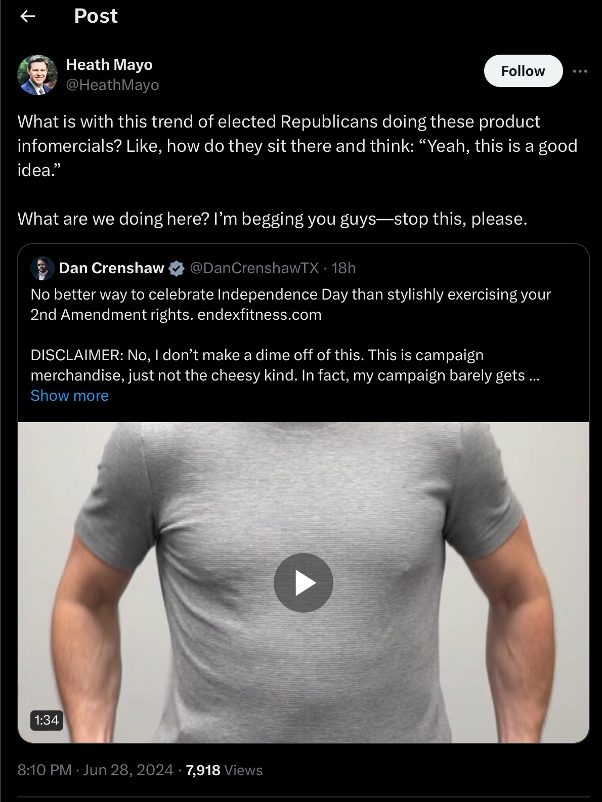 Texas Rep. Crenshaw Faces Backlash Over ‘Cheesy’ Concealed Carry Gear Ad | Light Wave